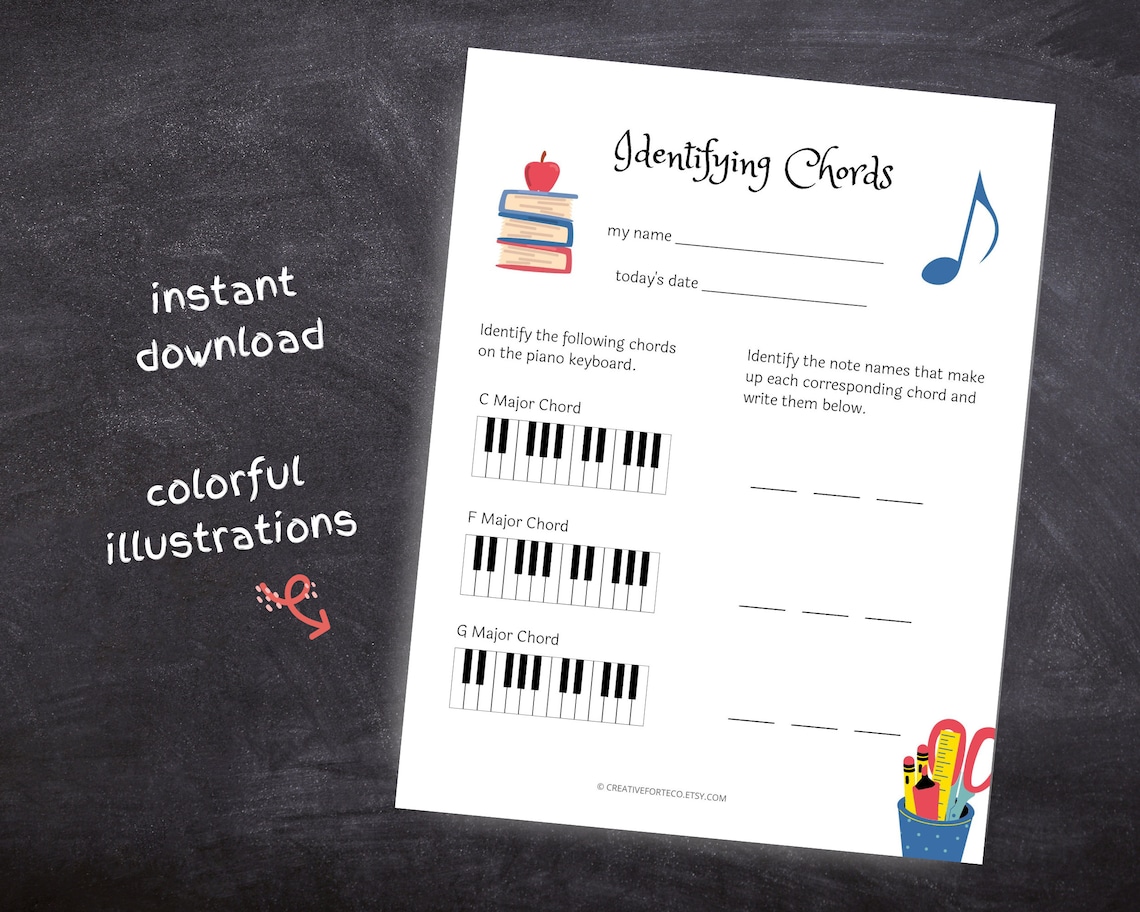 Identifying Chords Worksheet, Music Theory Worksheet for Kids ...