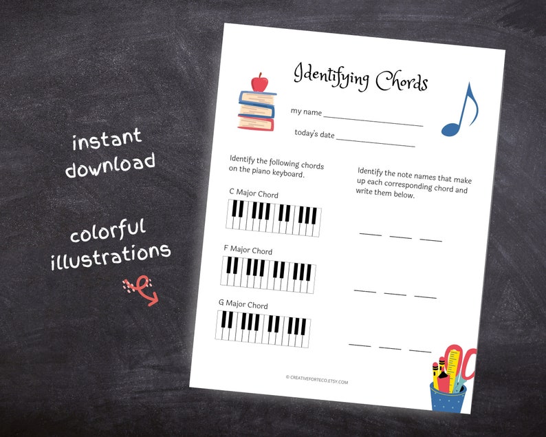 Identifying Chords Worksheet, Music Theory Worksheet for Kids ...