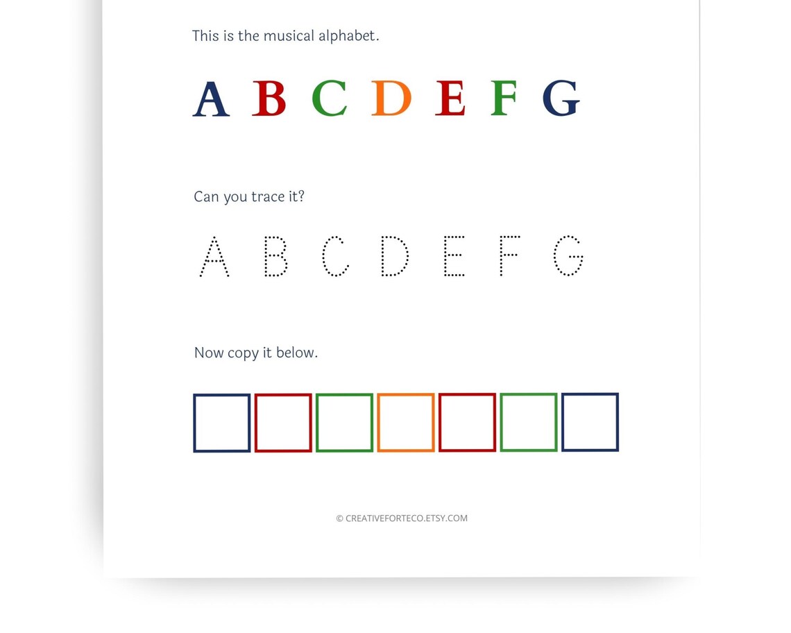 Musical Alphabet Worksheet | Kids Music Theory Printable | Beginner ...