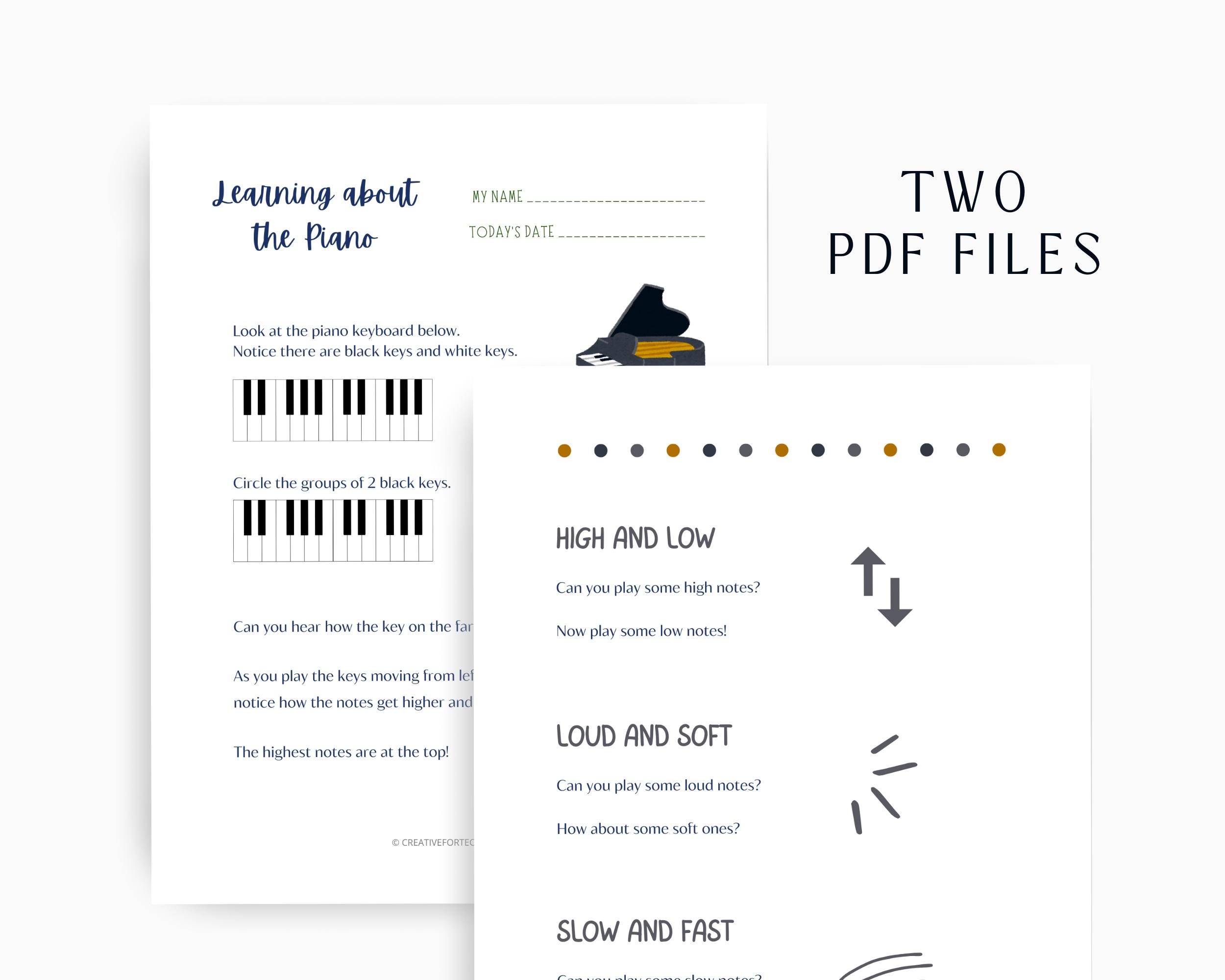 Learning About the Piano Worksheet | Kids First Piano Lesson Worksheet ...