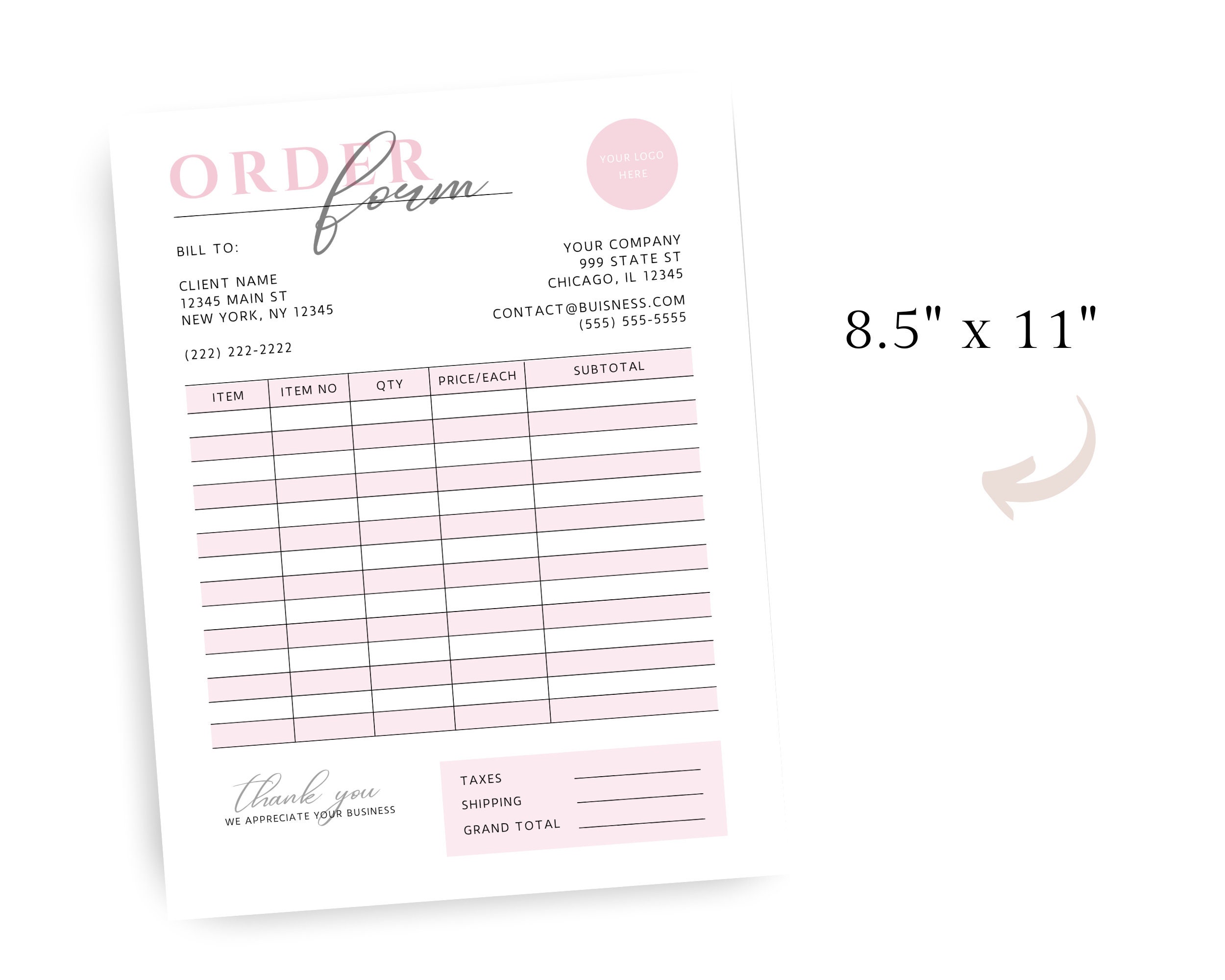 Order Form Template | Editable in Canva | Small Business Template - Etsy