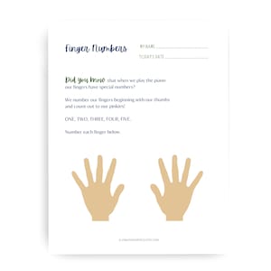 Finger Numbers Worksheet | Beginner Piano Lessons Worksheet | Kids ...