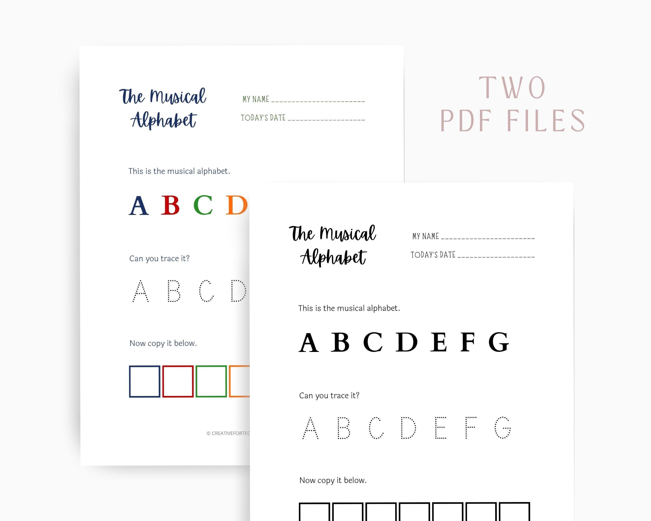 Musical Alphabet Worksheet | Kids Music Theory Printable | Beginner ...