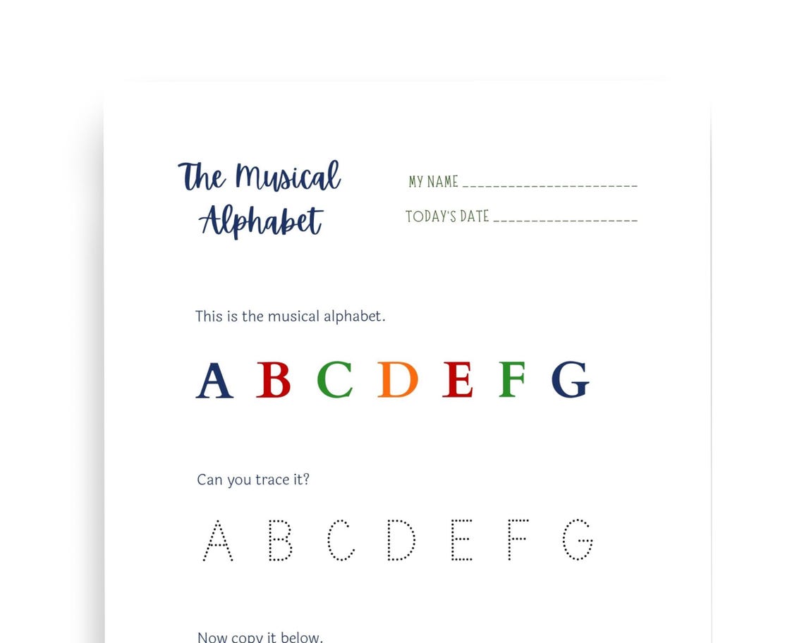 Musical Alphabet Worksheet | Kids Music Theory Printable | Beginner ...