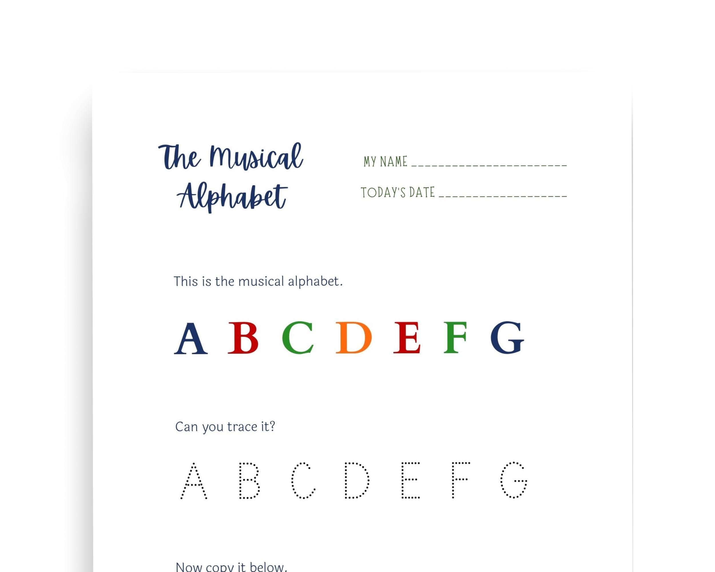 Musical Alphabet Worksheet | Kids Music Theory Printable | Beginner ...