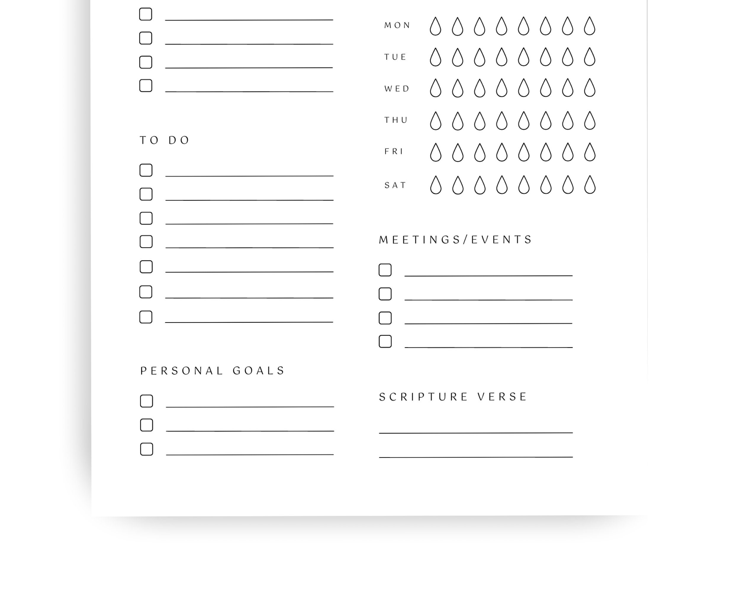 Weekly Planner Printable | Undated Planner With Water Consumption ...