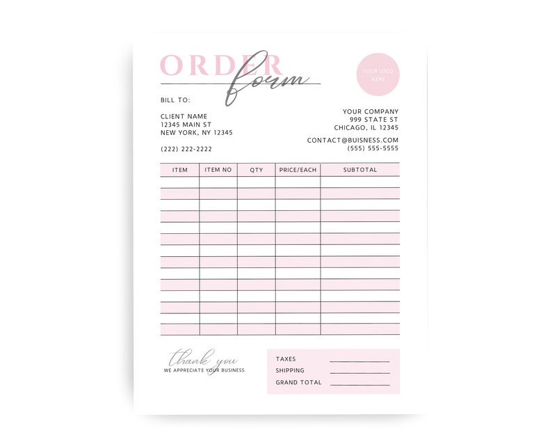Order Form Template | Editable in Canva | Small Business Template - Etsy