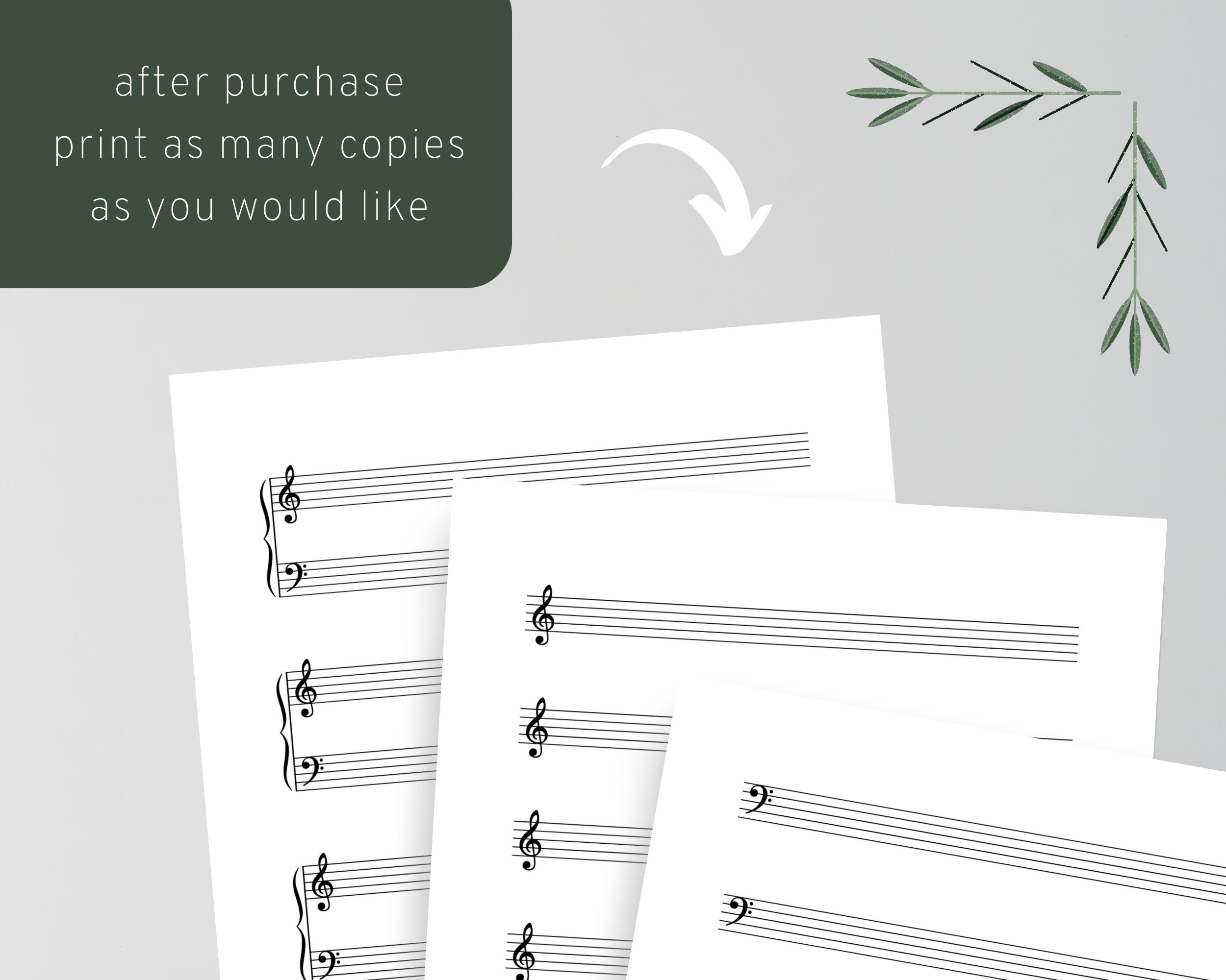 Blank Sheet Music Bundle | Staff Paper | Printable | Manuscript Paper ...