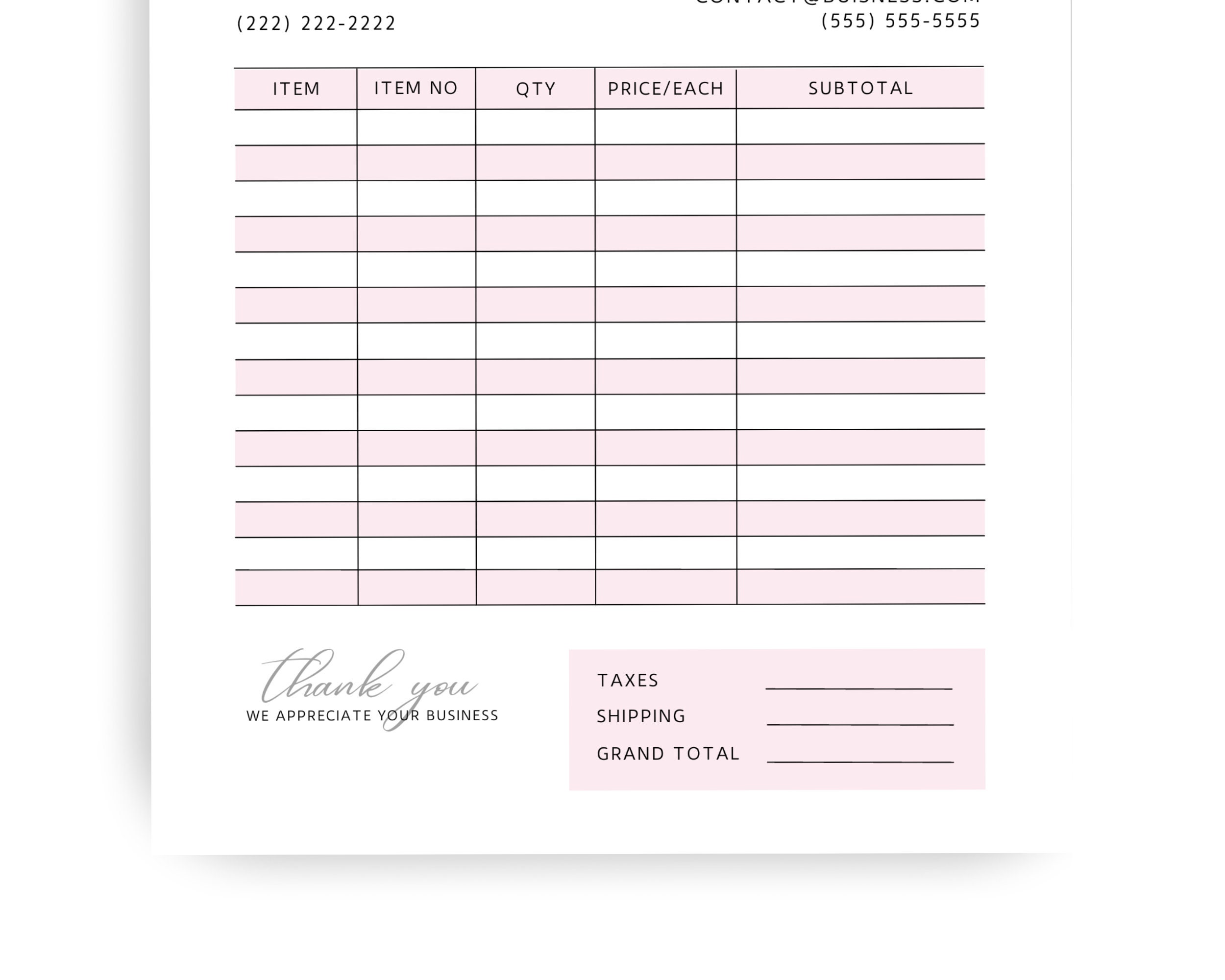 Order Form Template | Editable in Canva | Small Business Template - Etsy