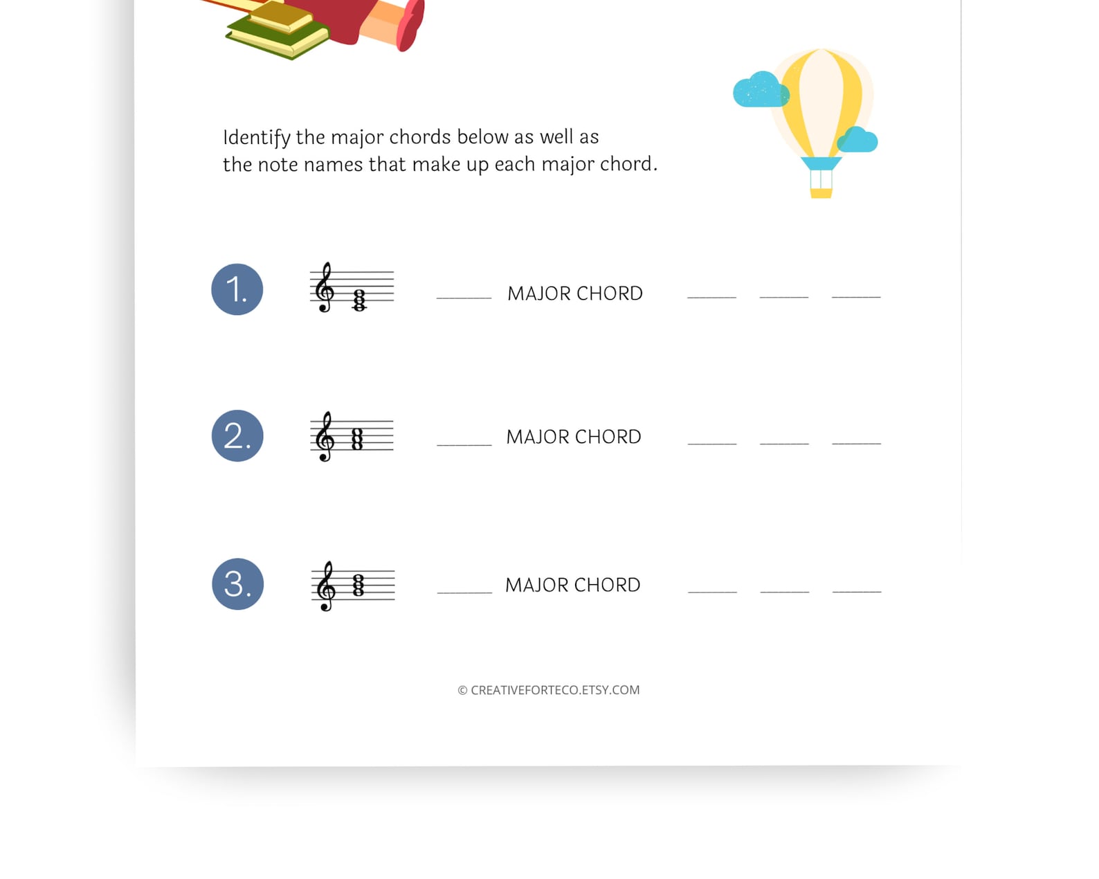 Chord Identification Worksheet for Kids | Basic Chord Identification ...