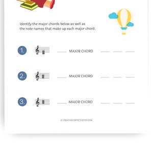 Chord Identification Worksheet for Kids | Basic Chord Identification ...