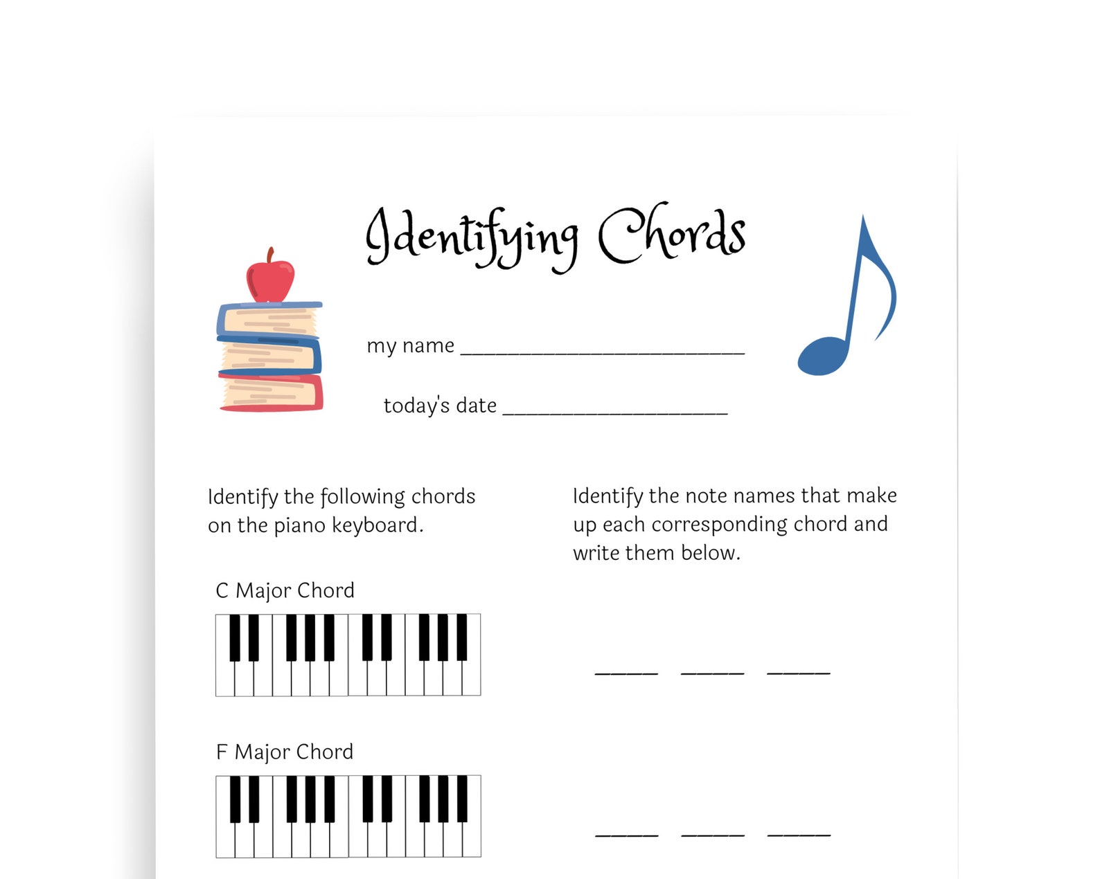 Identifying Chords Worksheet, Music Theory Worksheet for Kids ...