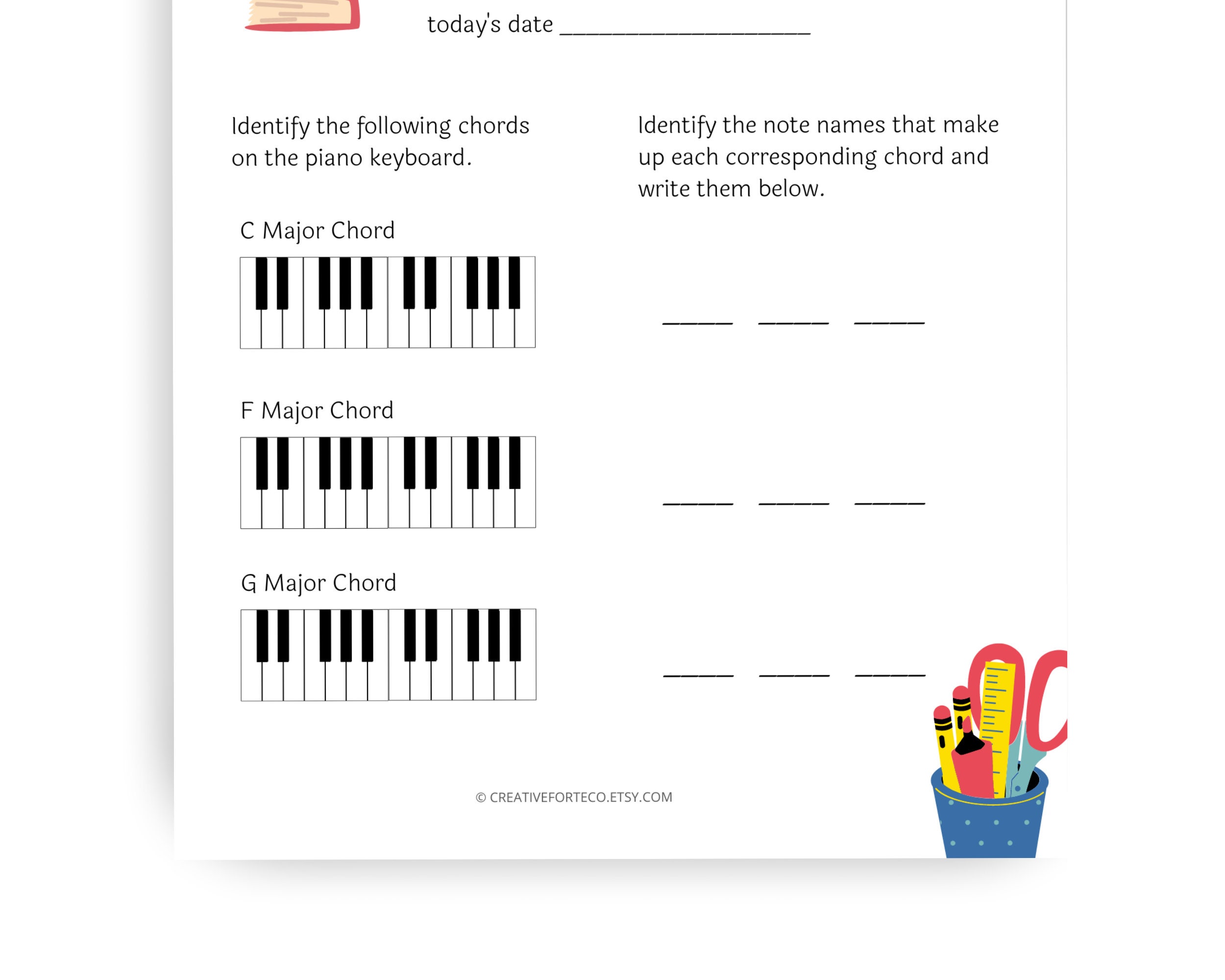 Identifying Chords Worksheet, Music Theory Worksheet for Kids ...