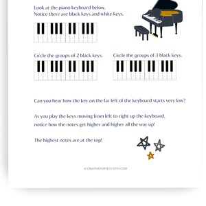 Learning About the Piano Worksheet | Kids First Piano Lesson Worksheet ...