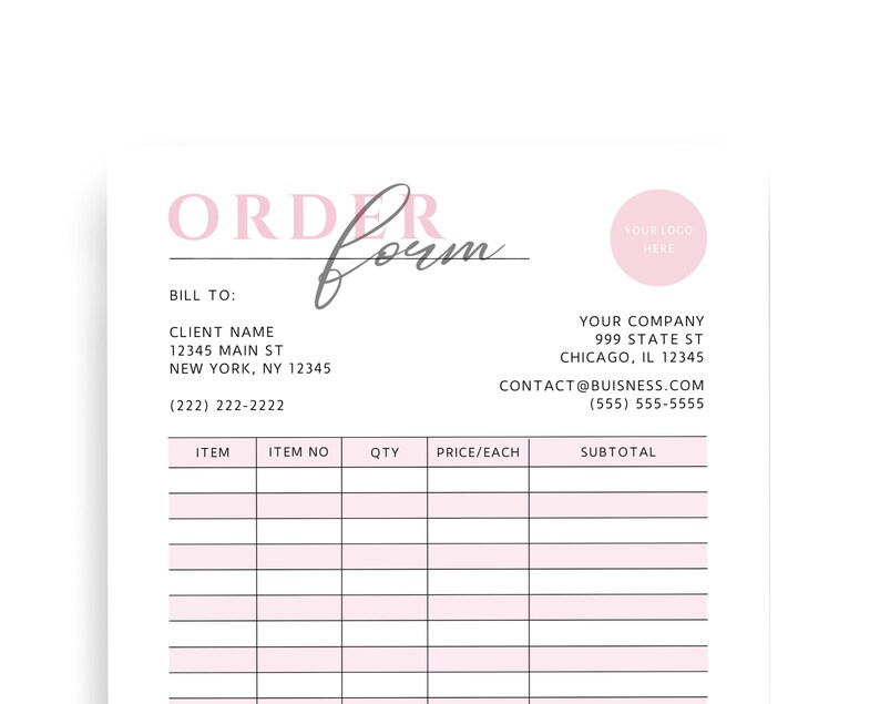 Order Form Template | Editable in Canva | Small Business Template - Etsy