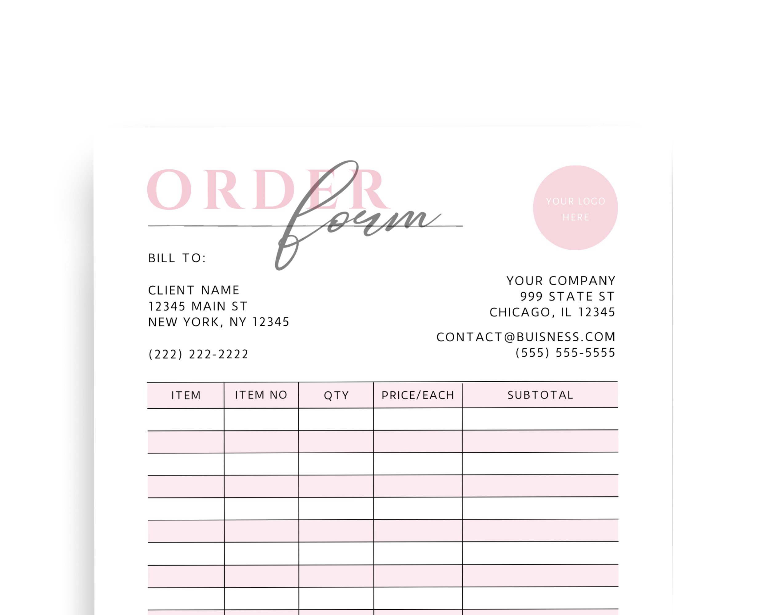 Order Form Template | Editable in Canva | Small Business Template - Etsy