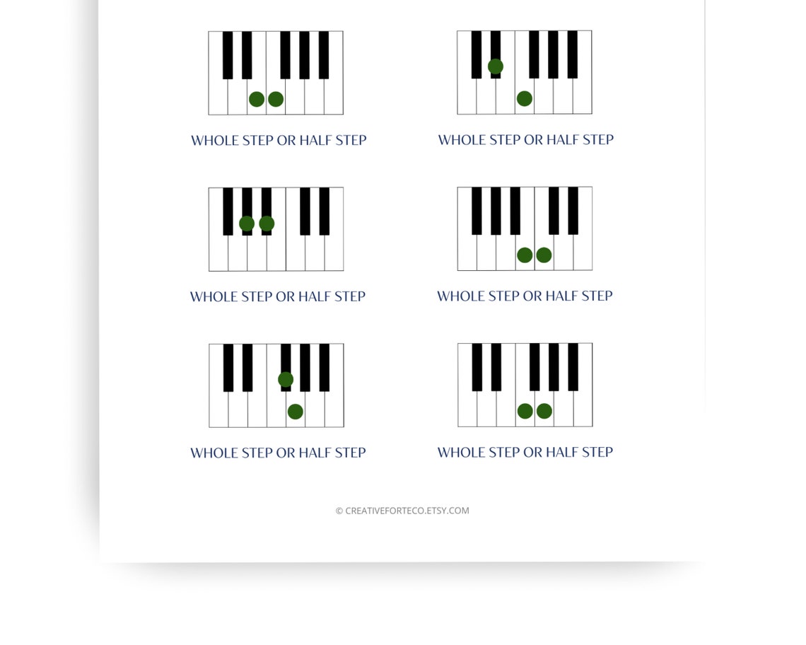 Whole Steps and Half Steps Worksheet Music Theory Printable Beginner ...