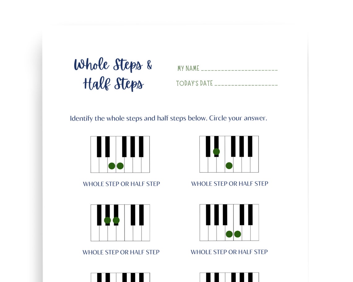 Whole Steps and Half Steps Worksheet | Music Theory Printable ...