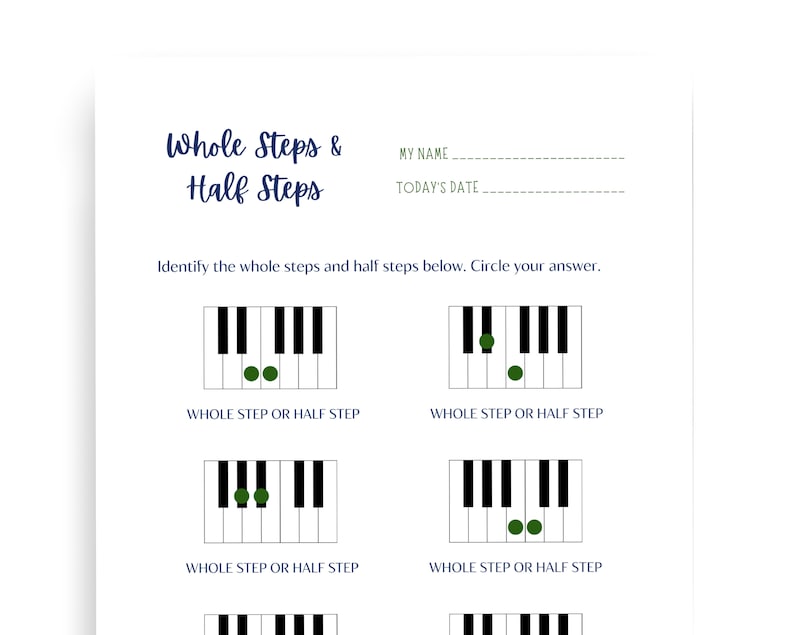 Whole Steps and Half Steps Worksheet | Music Theory Printable ...