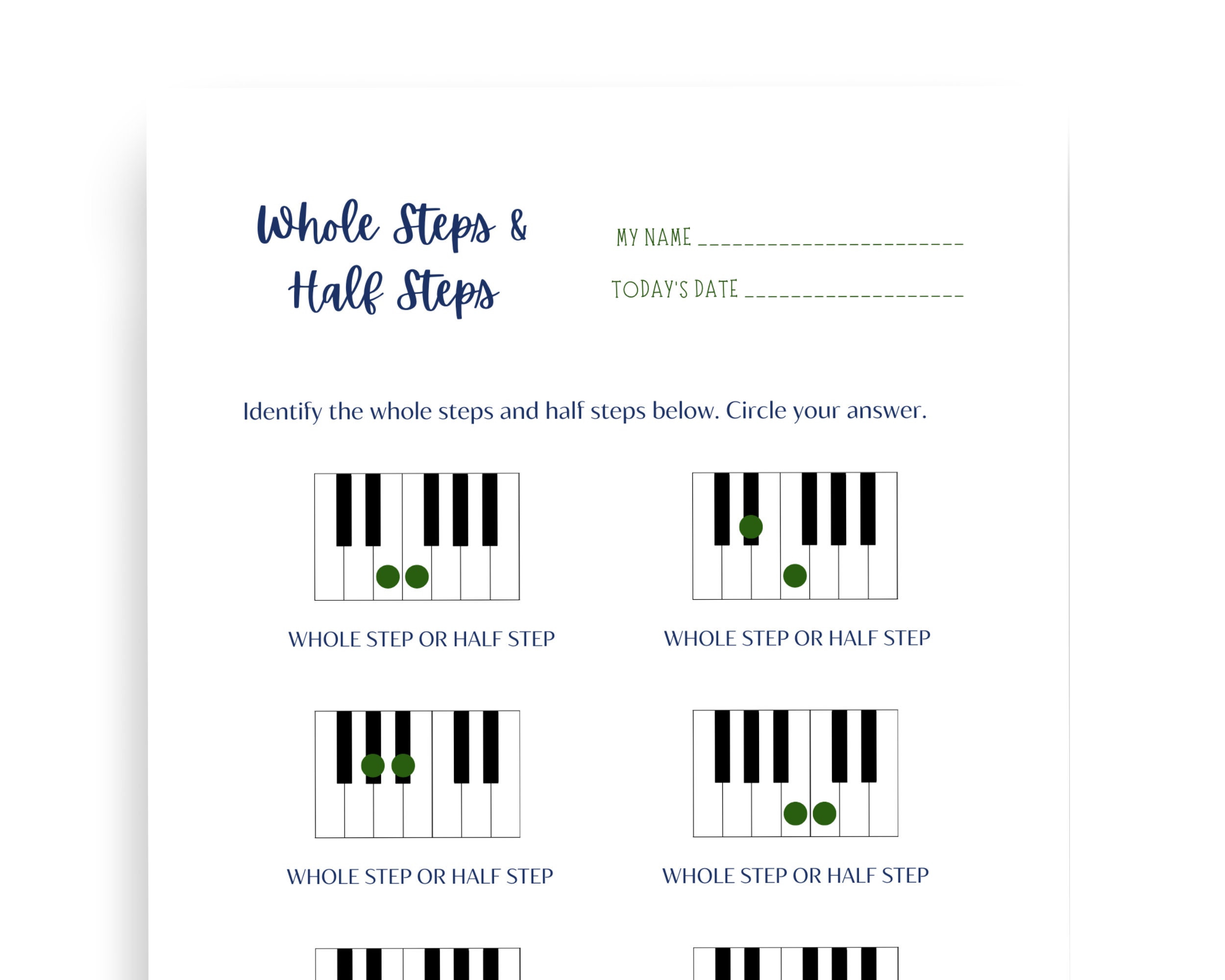 Whole Steps and Half Steps Worksheet | Music Theory Printable ...