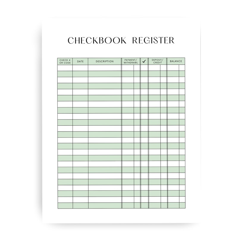 Free Checkbook Register Printable - Etsy