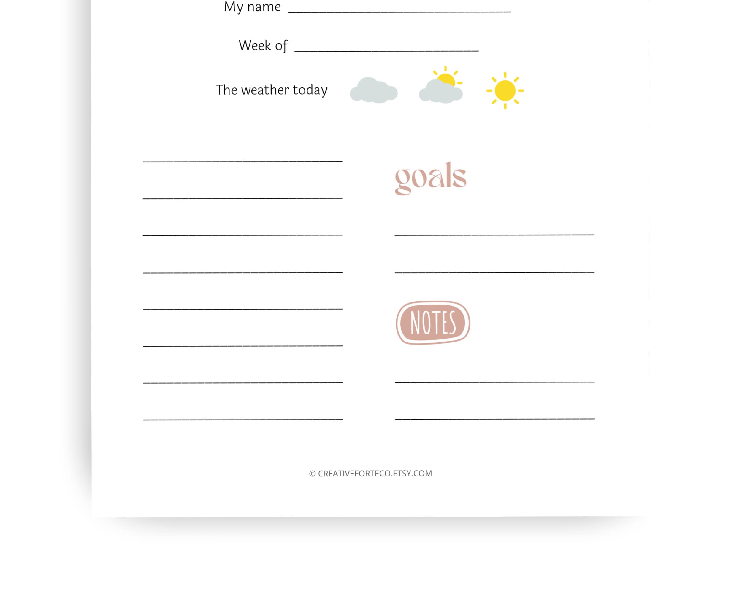 Weekly Piano Assignment Sheet for Kids | Weekly Piano Practice Page ...