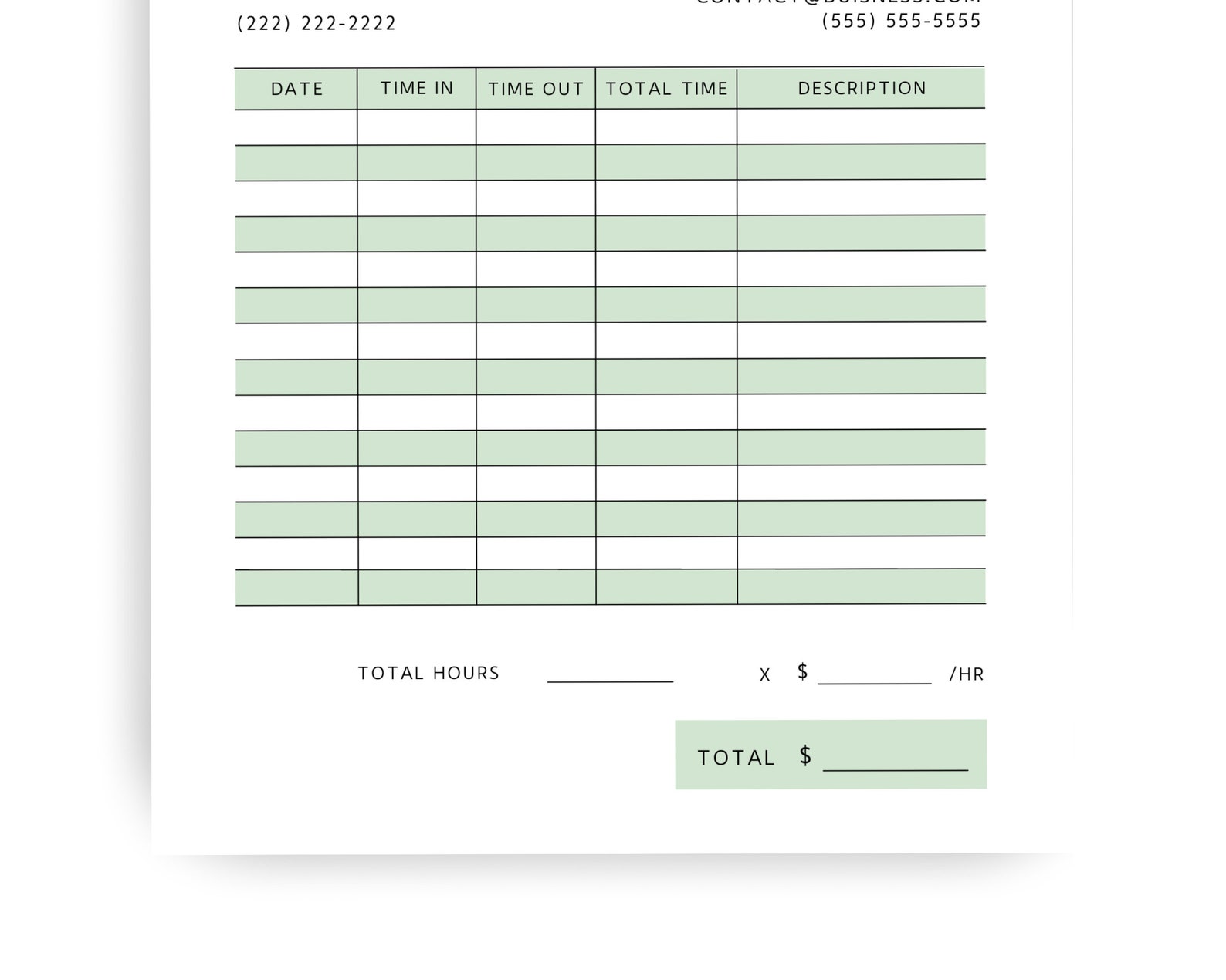Invoice Canva Template | Time Sheet Template | Editable Invoice ...