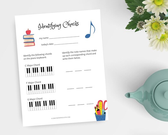 Identifying Chords Worksheet Music Theory Worksheet for Kids - Etsy
