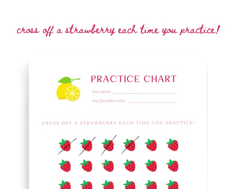 Strawberry Practice Chart for Kids | Colorful Piano Practice Chart ...