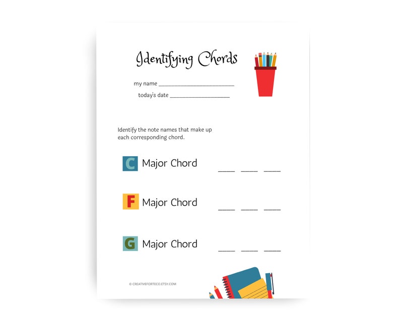 Identifying Chords Worksheet, Music Theory Worksheet for Kids ...
