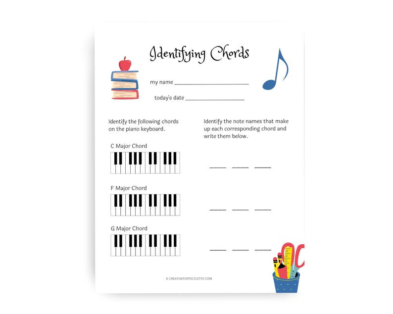 Identifying Chords Worksheet, Music Theory Worksheet for Kids ...