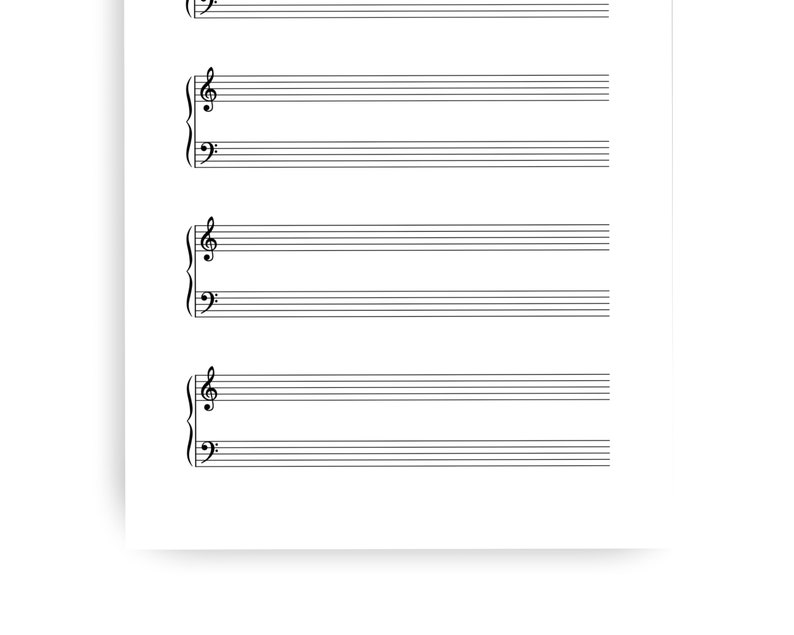 Staff Paper No Measures Treble and Bass Clef Blank Sheet Music Grand ...