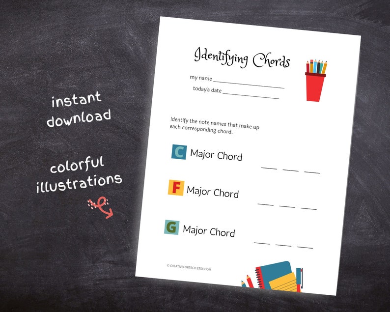 Identifying Chords Worksheet, Music Theory Worksheet for Kids ...