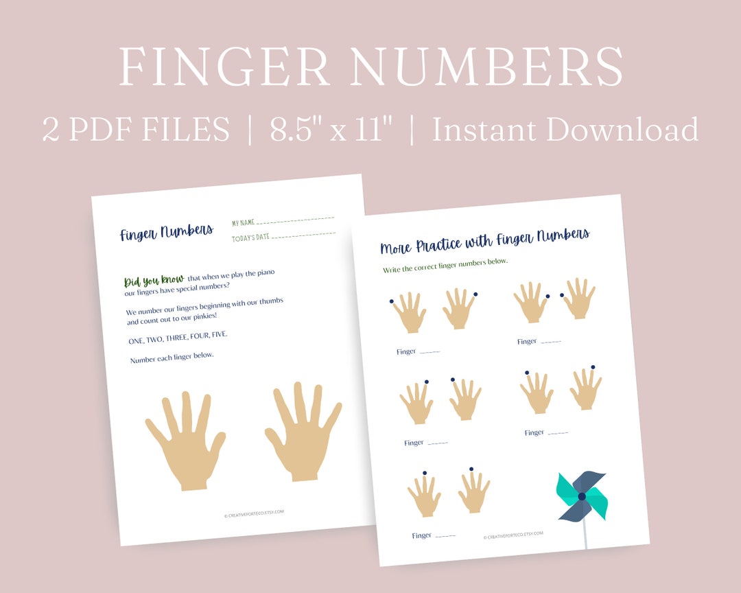 Finger Numbers Worksheet | Beginner Piano Lessons Worksheet | Kids ...