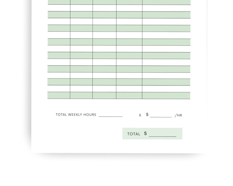 Weekly Time Sheet | Minimalist Time Sheet | Printable | Instant ...