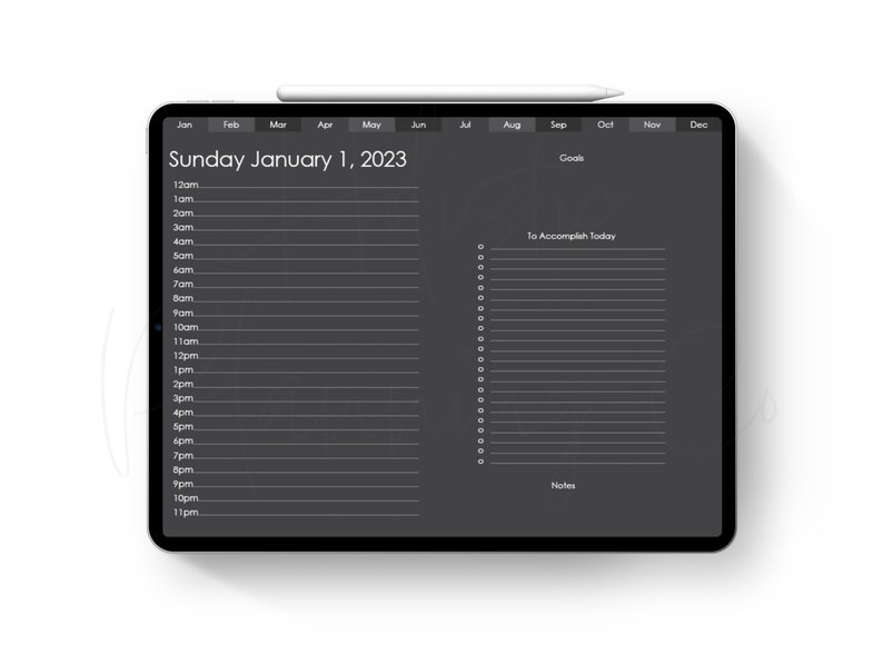 Dark Mode 2023 Digital Planner Wellness Tool - Etsy