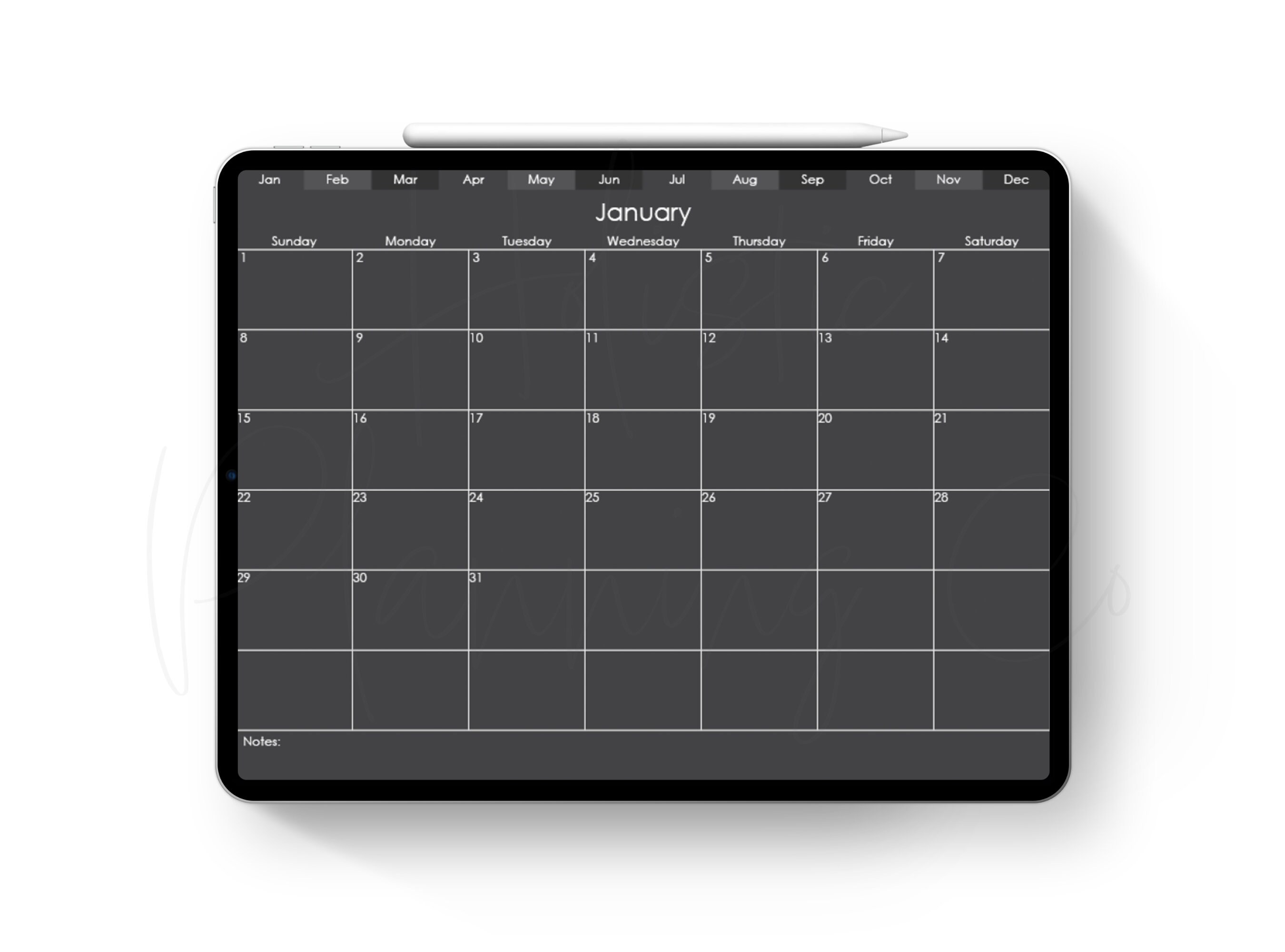 Dark Mode 2023 Digital Planner Wellness Tool - Etsy