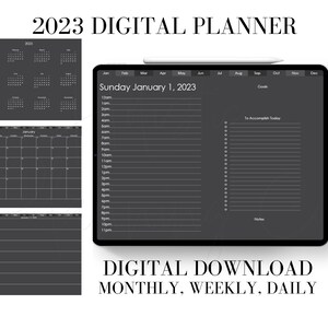 Dark Mode 2023 Digital Planner Wellness Tool - Etsy