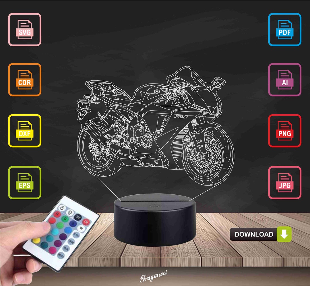 Vector File for 3D LED Light for Japanese Yamaha YZF R1 Motorcycle ...