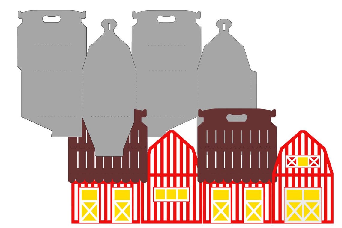 3D Barn Box Template SVG | Papercut Box Cut File | DIY Farmhouse Favor ...