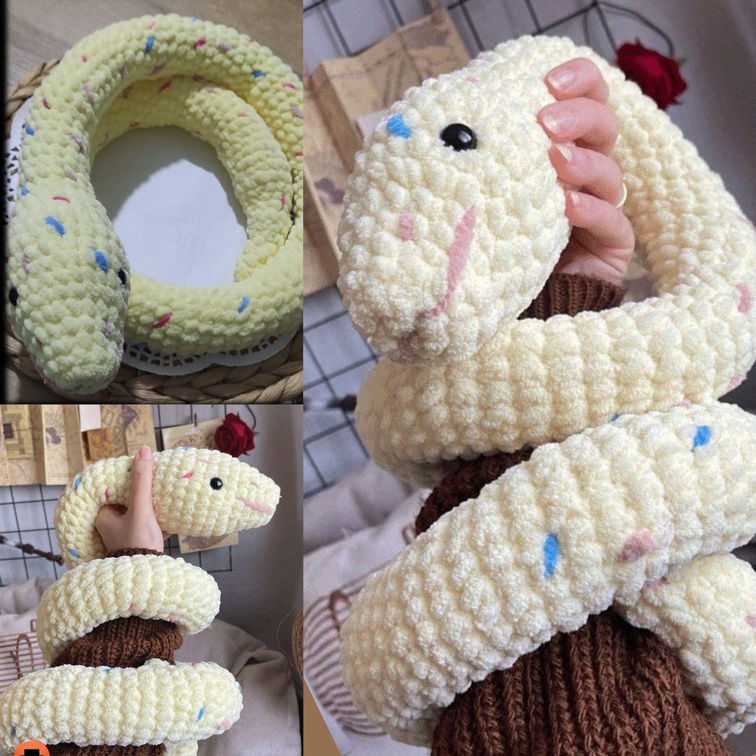 Cute Snake Crochet Pattern friendly Plushie DIY Toy Snuggly Snake ...