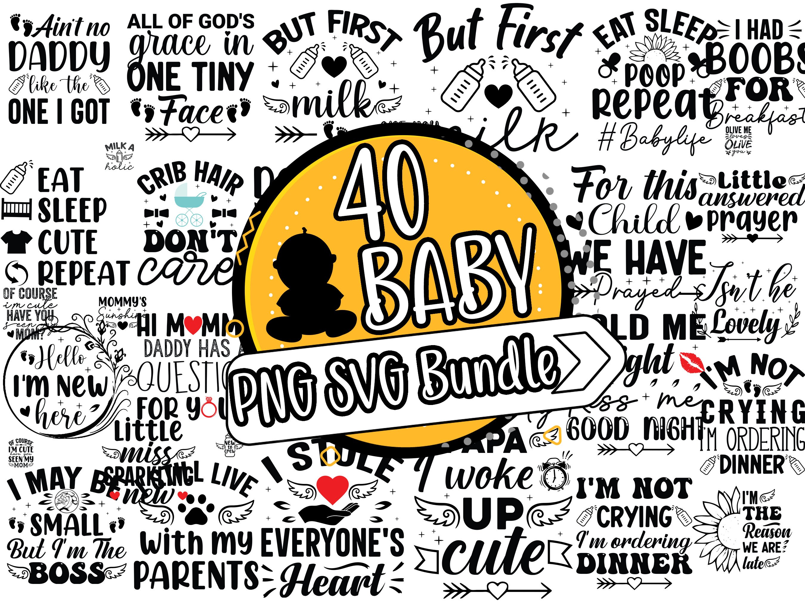 Cute Baby Digital PNG Bundle Baby Shower Clipart Collection Adorable ...