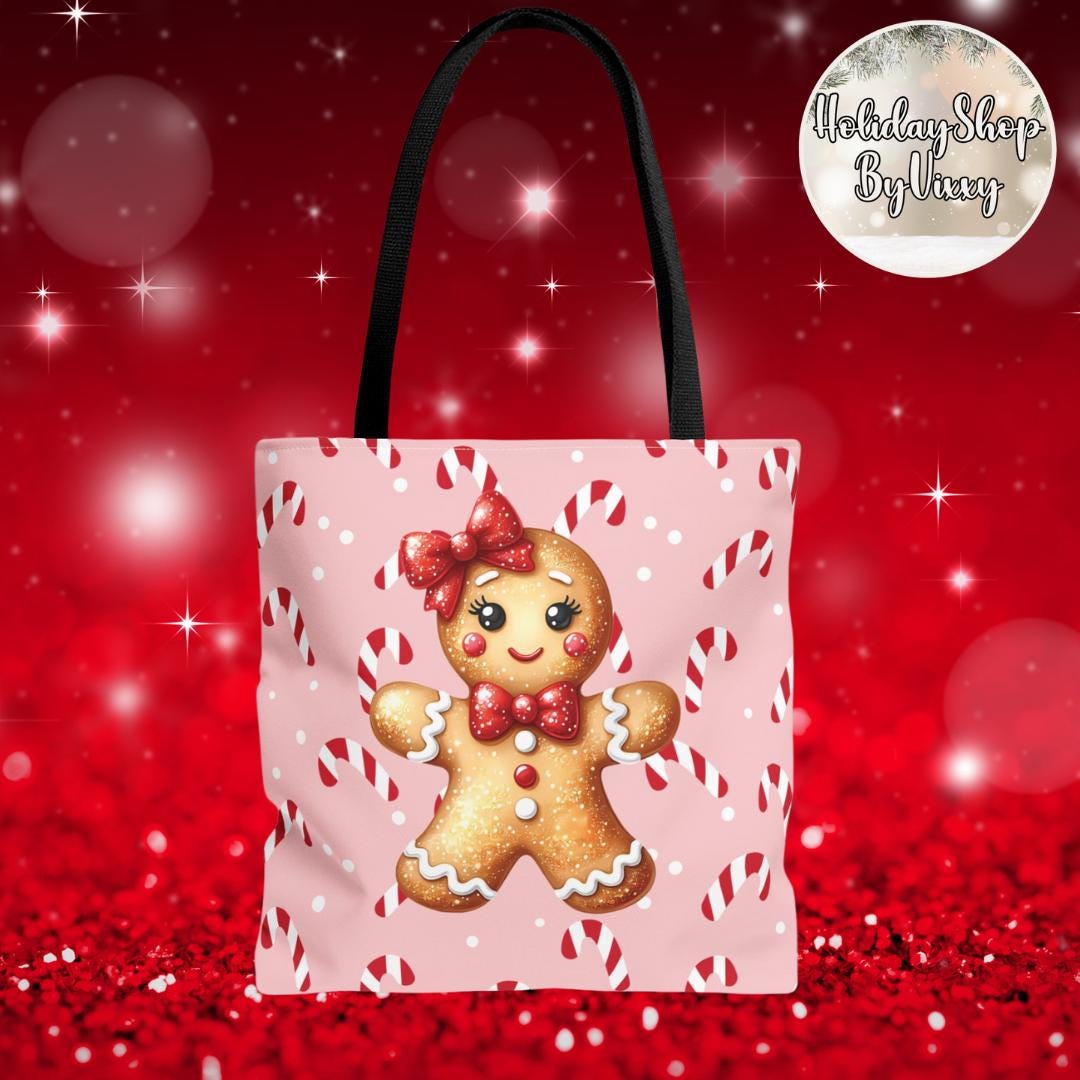 Christmas Gingerbread Tote Bag for Holiday Presents, Gingerbread Gift ...