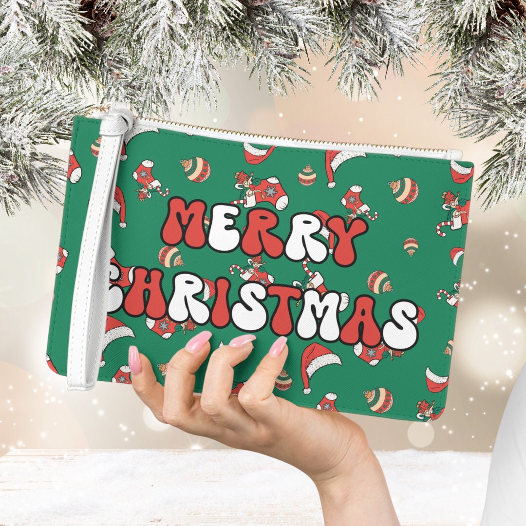 Merry Christmas Green and Red Clutch Bag Christmas Purse - Etsy
