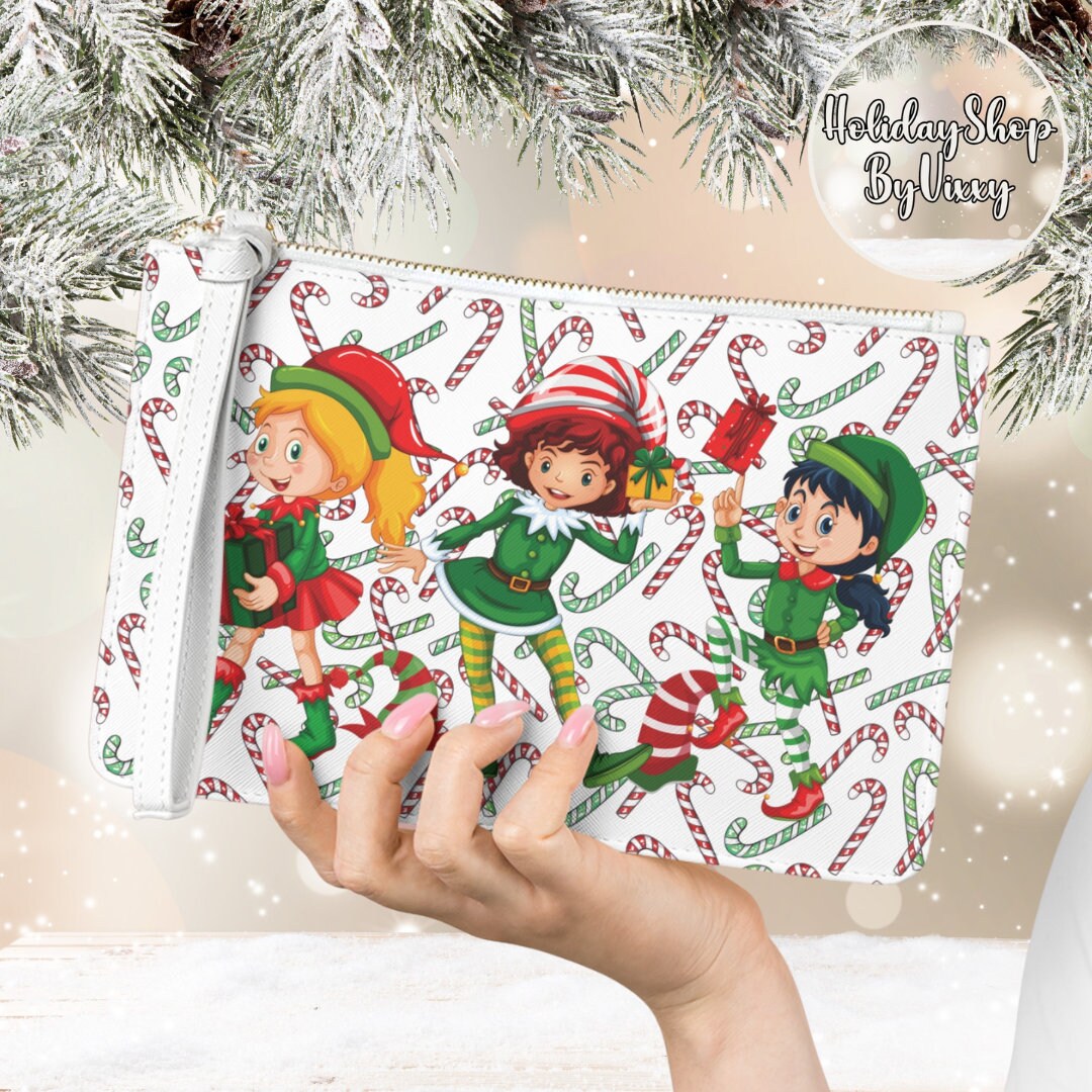 Girly Elf Clutch Bag 9.45 in X 6.57 In, Vegan Leather, Christmas Purse ...