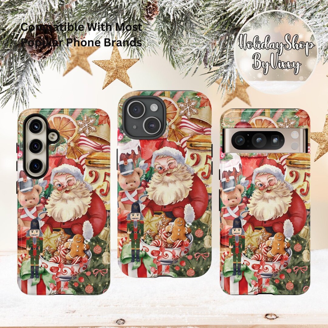 Vintage Christmas Phone Case, Santa Claus Vintage Design, Retro Phone ...