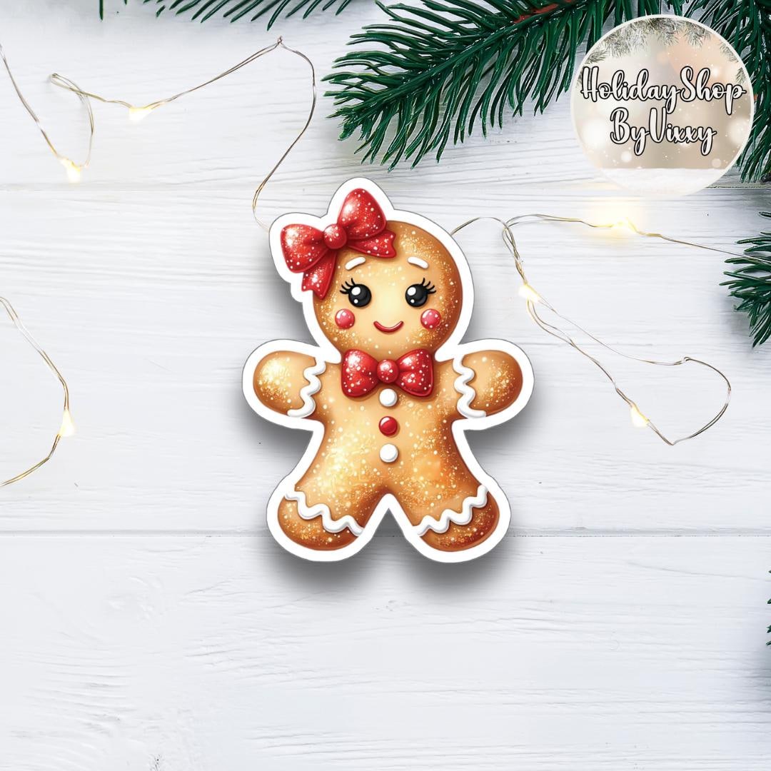 Gingerbread Girl Kiss-cut Stickers, Cute Holiday Stickers, Christmas ...