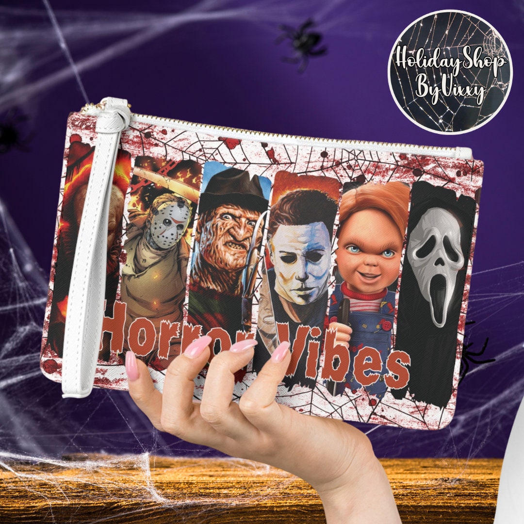 Horror Vibes Clutch Bag Large 9.45 in X 6.57 In, Vegan Leather, Horror ...