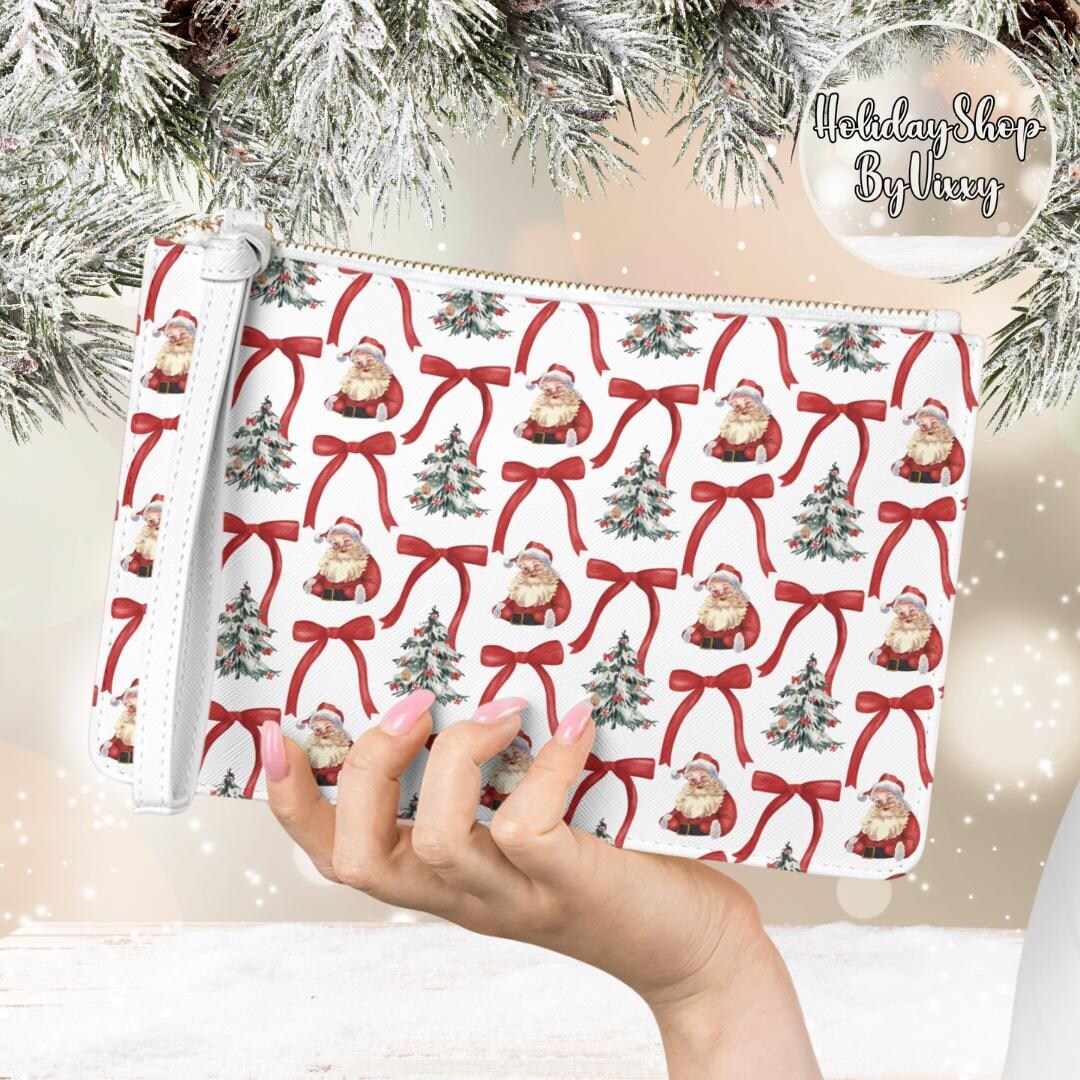 Vintage Santa Claus Clutch Bag 9.45 in X 6.57 In, Vegan Leather ...