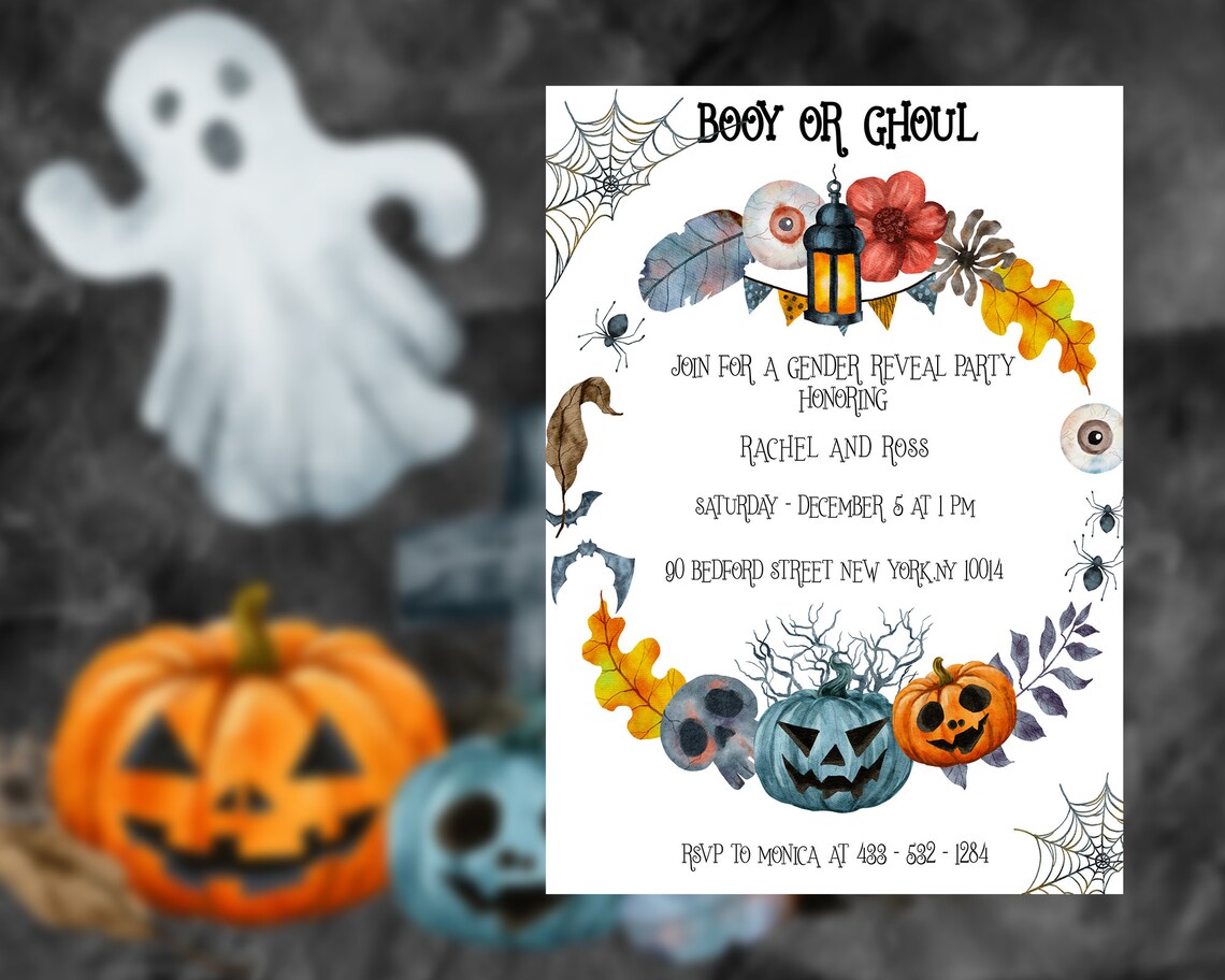 Editable Halloween Gender Reveal Bundle Spooky Gender Party - Etsy